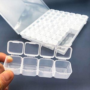 1 Pack 56 Grids Diamond Painting Box Plastic Jewelry Organizer Storage Container Diamond Embroidery Storage Boxes Nail Art Tools Storage Case for DIY Rhinestone Beads or Nail Art Small Findings