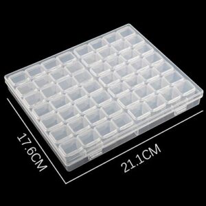 1 Pack 56 Grids Diamond Painting Box Plastic Jewelry Organizer Storage Container Diamond Embroidery Storage Boxes Nail Art Tools Storage Case for DIY Rhinestone Beads or Nail Art Small Findings