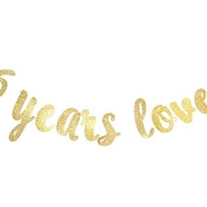 16 Years Loved Gold Glitter Banner for Happy 16th Birthday / Wedding Anniversary Party Decor Gold Glitter