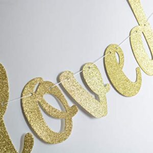 16 Years Loved Gold Glitter Banner for Happy 16th Birthday / Wedding Anniversary Party Decor Gold Glitter