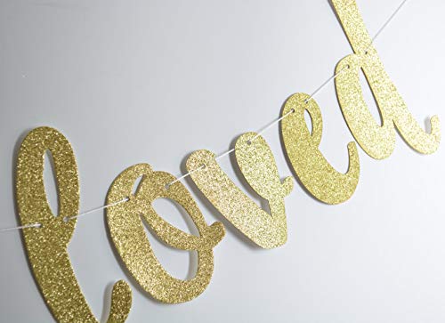 16 Years Loved Gold Glitter Banner for Happy 16th Birthday / Wedding Anniversary Party Decor Gold Glitter