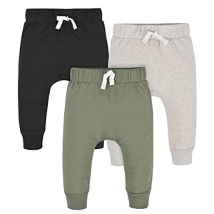 gerber baby boys toddler 3-pack jogger sweatpants, green/black, 3-6 months us