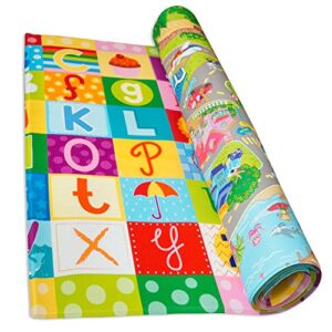 Baby Care Play Mat - Playful Collection - Play Mat for Infants – Non-Toxic Baby Mat – Cushioned Baby Mat Waterproof Playmat – Reversible Mat (Medium, Zoo Town)