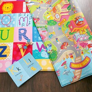 Baby Care Play Mat - Playful Collection - Play Mat for Infants – Non-Toxic Baby Mat – Cushioned Baby Mat Waterproof Playmat – Reversible Mat (Medium, Zoo Town)