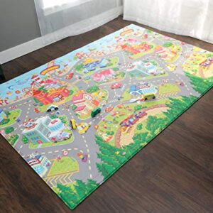 Baby Care Play Mat - Playful Collection - Play Mat for Infants – Non-Toxic Baby Mat – Cushioned Baby Mat Waterproof Playmat – Reversible Mat (Medium, Zoo Town)