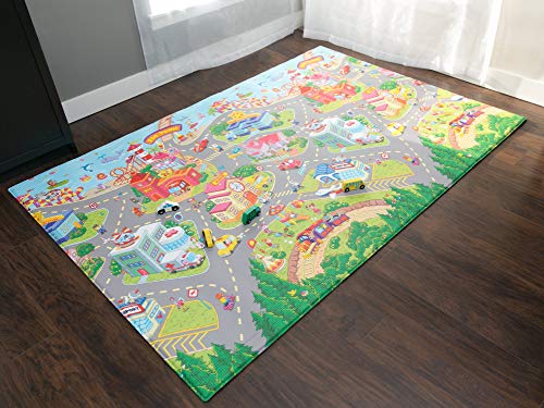 Baby Care Play Mat - Playful Collection - Play Mat for Infants – Non-Toxic Baby Mat – Cushioned Baby Mat Waterproof Playmat – Reversible Mat (Medium, Zoo Town)