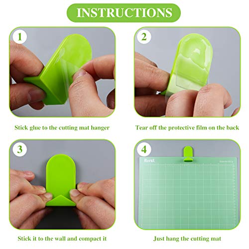 6 Pieces Cutting Mat Hanger, 2.17 Inch x 1.19 Inch Cutting Mat Storage, Standard Grip Cutting Mat Holder, Green Cut Mats Accessories