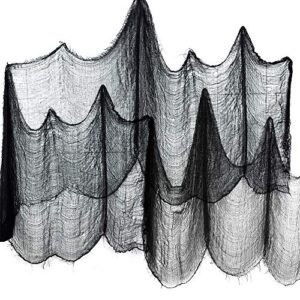 zealor halloween creepy cloth party decor drape doorways entryways windows cover gauze creepy spooky halloween decorations(8.7 yards x 30 inches, black)