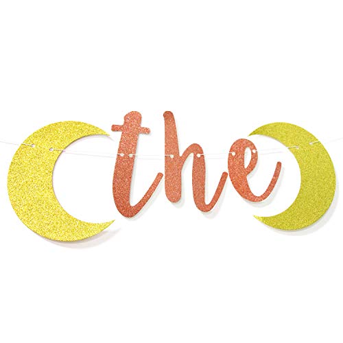 Rose Gold Glitter Two the Moon Banner - Cheers to 2 Years Bunting Sign- Sweet Baby Girl/Sweet Baby Boy/Baby Shower/Happy 2nd Birthday Party Decorations Supplies for Child (Pre-Strung)