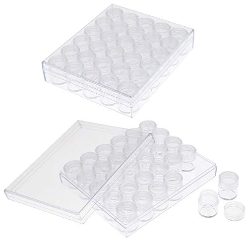 SING F LTD 2pcs Embroidery Diamond Storage Box Small Beads Diamond Containers with 60pcs Pot Jars Screw-Top Lids for Jewelry DIY Art Craft Rhinestones Sewing