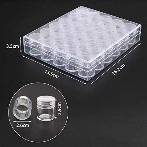 SING F LTD 2pcs Embroidery Diamond Storage Box Small Beads Diamond Containers with 60pcs Pot Jars Screw-Top Lids for Jewelry DIY Art Craft Rhinestones Sewing