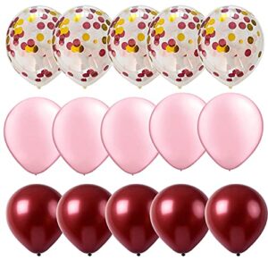 Qian's Party Burgundy Pink Birthday Party Decorations Burgundy Pink Gold Fall Birthday Decorations Tissue Paper Pom Pom Happy Birthday Banner/Burgundy Fall Birthday Decorations