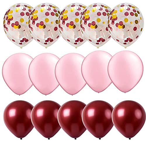 Qian's Party Burgundy Pink Birthday Party Decorations Burgundy Pink Gold Fall Birthday Decorations Tissue Paper Pom Pom Happy Birthday Banner/Burgundy Fall Birthday Decorations