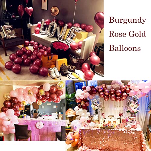 Qian's Party Burgundy Pink Birthday Party Decorations Burgundy Pink Gold Fall Birthday Decorations Tissue Paper Pom Pom Happy Birthday Banner/Burgundy Fall Birthday Decorations