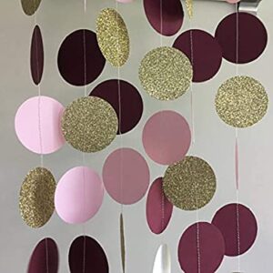 Qian's Party Burgundy Pink Birthday Party Decorations Burgundy Pink Gold Fall Birthday Decorations Tissue Paper Pom Pom Happy Birthday Banner/Burgundy Fall Birthday Decorations