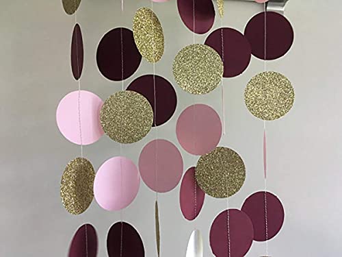 Qian's Party Burgundy Pink Birthday Party Decorations Burgundy Pink Gold Fall Birthday Decorations Tissue Paper Pom Pom Happy Birthday Banner/Burgundy Fall Birthday Decorations