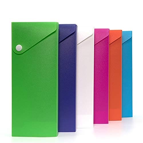 Emraw Bright Color Slider Pencil Case - Pencil case Slider Pencil case for Color Pencils, Durable Slider Pencil Case Color Pencils Box & Pencil case snap Close (6-Pack)