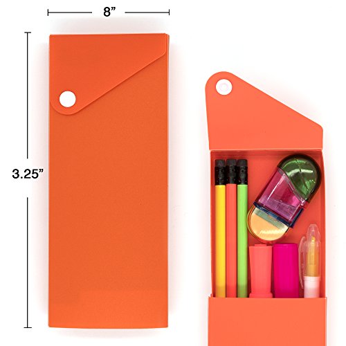 Emraw Bright Color Slider Pencil Case - Pencil case Slider Pencil case for Color Pencils, Durable Slider Pencil Case Color Pencils Box & Pencil case snap Close (6-Pack)