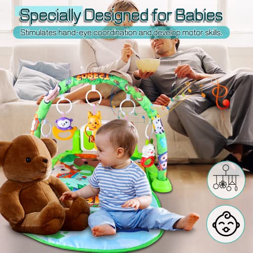 Baby Play Gym Mats, Baby Activity Mat for Sensory and Motor Skill Development, Baby Funny Play Piano Gym with Music and Lights Activity Gym Play Mat Center for Newborn 0-12 Months