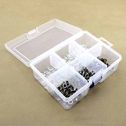 6 Compartments Jewelry Earring Necklace Bead Storage Box Clear Plastic Adjustable Container Case (Blue)