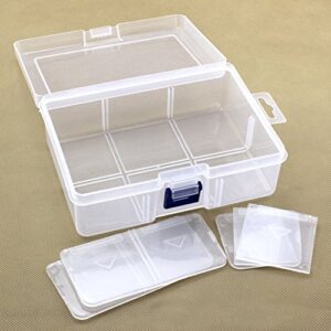 6 Compartments Jewelry Earring Necklace Bead Storage Box Clear Plastic Adjustable Container Case (Blue)