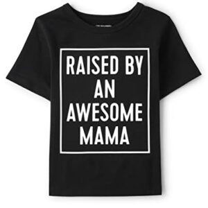 The Children's Place Baby Toddler Boys Short Sleeve Graphic T-Shirt, Raised by an Awesome Mama, 4T