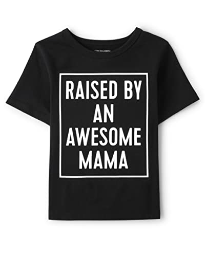 The Children's Place Baby Toddler Boys Short Sleeve Graphic T-Shirt, Raised by an Awesome Mama, 4T