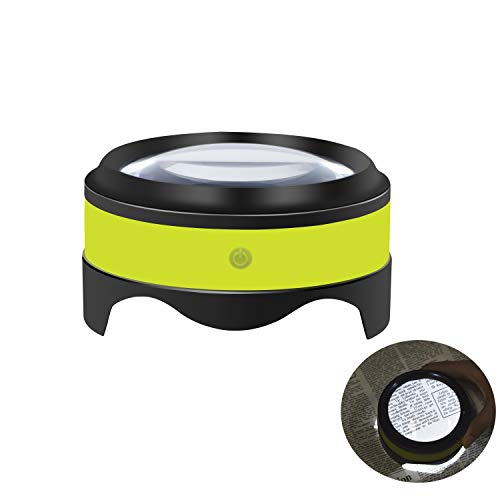 Magnifier, Rechargeable Dylviw 3X-5X Desktop Magnifying Glass, Large View Area Adjustable LED Lights, Ideal for Reading, Blueprints, Hobbies-Carrying Case Included