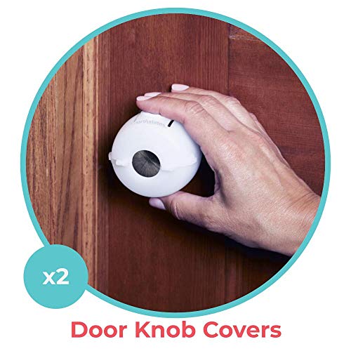 Toddleroo by North States Door Knob Covers | Prevents Child from Opening Doors l Fits Most Doors – assembles Easily for a Quick Safety Solution | Baby- Proof with Confidence (2-Pack, White)