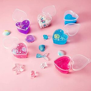 100 Pieces Heart Shaped Slime Storage Containers Transparent Small Plastic Box with Lids Valentine's Day for DIY Art Craft Making Foam Ball Clay Liquid