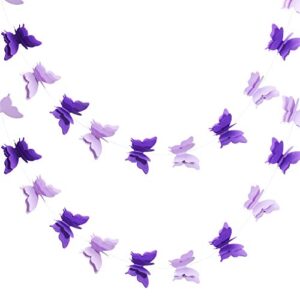 2 pieces 3d paper butterfly banner hanging decorative garland for wedding baby shower birthday proposal, 118 inches long (purple)