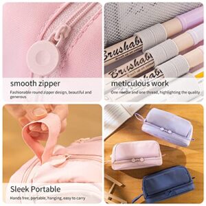 ikasus Large Capacity Pencil Case Pen Bag 3 Compartments Pencil Pouch Holder Portable Office Stationery Makeup Bag College Supplies School College Office Organizer Pencil Bag for Student Teens Girls Adults