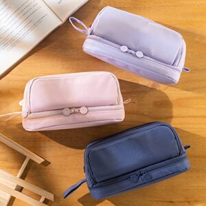 ikasus Large Capacity Pencil Case Pen Bag 3 Compartments Pencil Pouch Holder Portable Office Stationery Makeup Bag College Supplies School College Office Organizer Pencil Bag for Student Teens Girls Adults