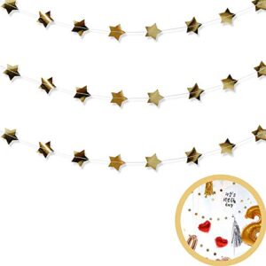 ebabyland 3pack gold star garland – star banner – gold decor graduation party decorations 2022 bridal shower baby shower decor gold birthday decorations baptism decorations party supplies