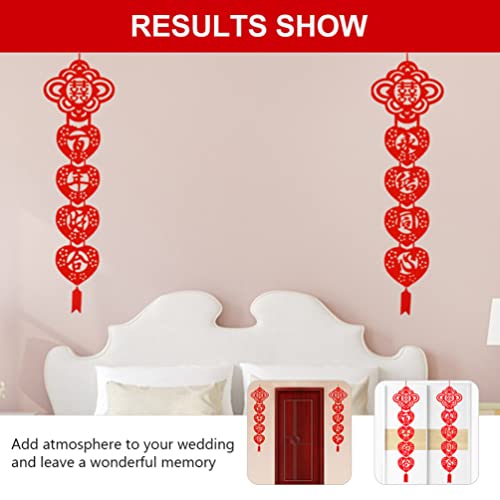 SEWACC Chinese Wedding Porch Sign 1 Pair Chinese Traditional Wedding Couplet Red Word Front Door Couplet Wedding Sticker Decorations for Home Wedding Party