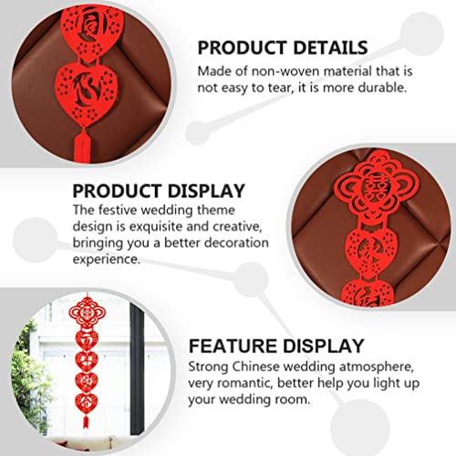 SEWACC Chinese Wedding Porch Sign 1 Pair Chinese Traditional Wedding Couplet Red Word Front Door Couplet Wedding Sticker Decorations for Home Wedding Party