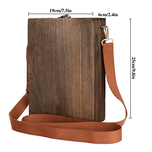 Garhelper Writers Messenger Wood Box,Multi-Function Artist Tool & Brush Storage Box,Retro Walnut Wooden Craft Portable Crossbody Postman Bag with Locking Clasp for creatives architects,Sketcher,Writer