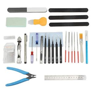 bxqinlenx professional 28 pcs gundam model tools kit modeler basic tools craft set hobby building tools kit for gundam car model building repairing and fixing(o)