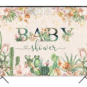 Mocsicka Boho Fiesta Baby Shower Backdrop for Girl Cactus Baby Shower Party Decorations MexicanTaco Bout Baby Background Cake Table Banner(7x5ft (82x60 inch))