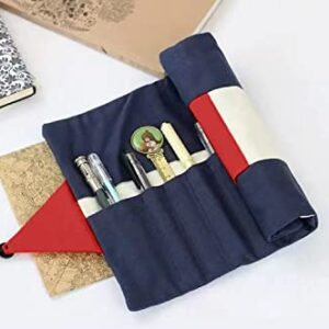 Canvas Colored Pencil Roll Wrap Coloring Pencil Holder, Multifunctional Cosmetic Brushes case No Brushes NO Pencils