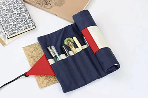 Canvas Colored Pencil Roll Wrap Coloring Pencil Holder, Multifunctional Cosmetic Brushes case No Brushes NO Pencils