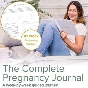 Pregnancy Journal For First Time Moms - Keepsake Memory Book Pregnancy Photo Journals - 40 Weekly Calendars Milestone Journey - 200 Page Baby Book Mom Gifts - Space For Ultrasound Photos & Tracking