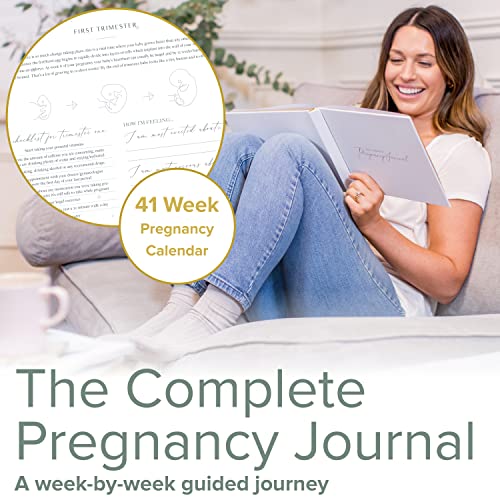 Pregnancy Journal For First Time Moms - Keepsake Memory Book Pregnancy Photo Journals - 40 Weekly Calendars Milestone Journey - 200 Page Baby Book Mom Gifts - Space For Ultrasound Photos & Tracking