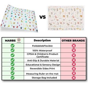 MARBS Baby Play Mat -Extra Large 77"x70"- Anti-Slip & Waterproof - Foldable Play Mat for Baby ( 0-3+ ), Double Sided , 2 Designs to Improve Learning & Focus , Thick Foam Mat for Kids