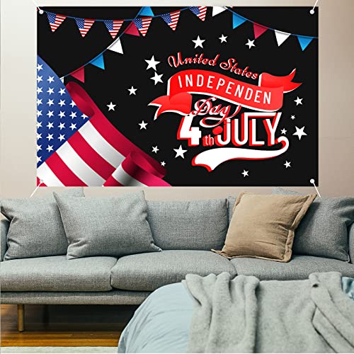 Aposemo Veteran Memorial Party Decoration Banner 4th of July Background Patriotic Backdrop Independence Day American Flag Stars and Stripes Backdrop