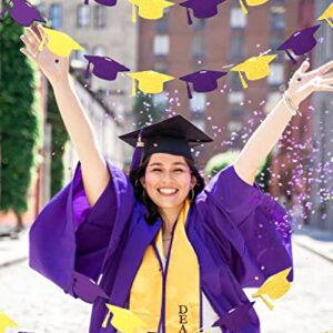 Graduation Party Decorations Purple Gold 2023 NYU Graduation Decorations 4pcs Graduation Hat Banner Garlands Glitter Purple Gold for 2023 Graduation Party Supplies