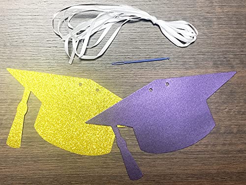 Graduation Party Decorations Purple Gold 2023 NYU Graduation Decorations 4pcs Graduation Hat Banner Garlands Glitter Purple Gold for 2023 Graduation Party Supplies