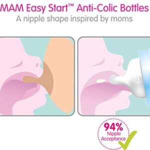 MAM Easy Start Anti Colic 11 oz Baby Bottle, Easy Switch Between Breast and Bottle, Reduces Air Bubbles and Colic, 3 Pack, 4+ Months, Unisex,3 Count (Pack of 1)