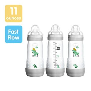 MAM Easy Start Anti Colic 11 oz Baby Bottle, Easy Switch Between Breast and Bottle, Reduces Air Bubbles and Colic, 3 Pack, 4+ Months, Unisex,3 Count (Pack of 1)