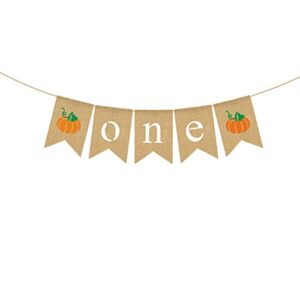 rainlemon jute burlap pumpkin one high chair banner fall thanksgiving boy girl 1st birthday party highchair garland decoration